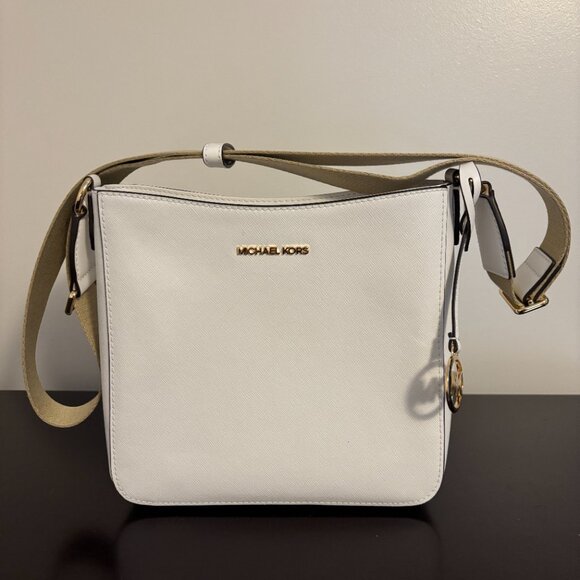 Michael Kors | Bags | Michael Kors Jet Set White Coated Canvas Small ...
